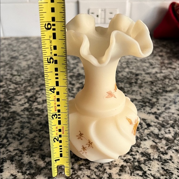 Fenton | Accents | Vtg Fenton Custard Glass Ruffled Vase Hand Painted ...